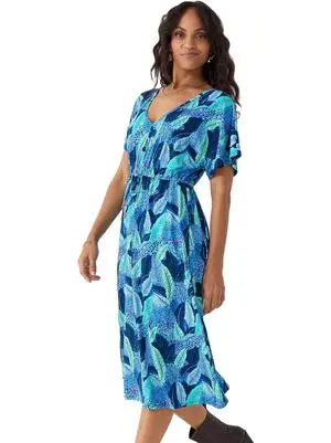 CABANA LIFE Tie Waist Midi Dress - Blue Myers