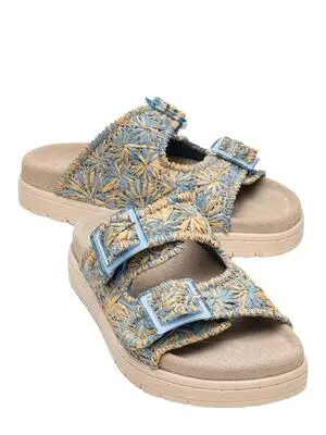 FOREVER & ALWAYS SHOES Milana Leather Double-strap Sandal - Blue Leather
