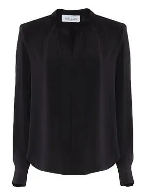 CALLAS MILANO Olympia Long-sleeved Silk Blouse - Black