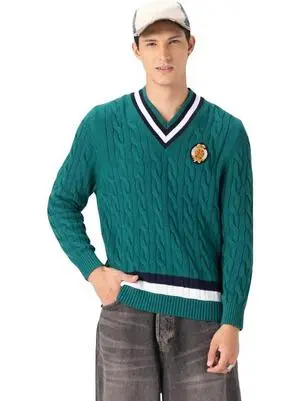 MEMBERS ONLY Cable Knit Cricket Sweater Green