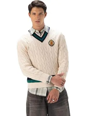 MEMBERS ONLY Cable Knit Cricket Sweater Off-white