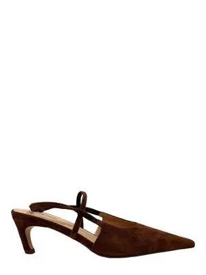 AMIE RAFA Connie Slingback Suede Heels - Brown