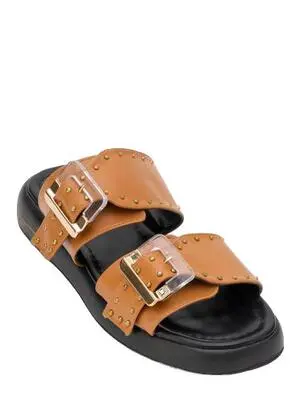 PROLOGUE SHOES Zley Buckle Sandals - Cognac Faux Leather