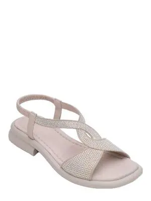 FOREVER & ALWAYS SHOES Sieglinde Embellished Leather Sandal Light Pink Leather