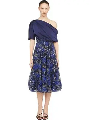 Theia Emory One-shoulder Gown - Navy