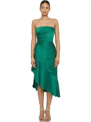 Theia Sinead Strapless Midi Dress - Emerald