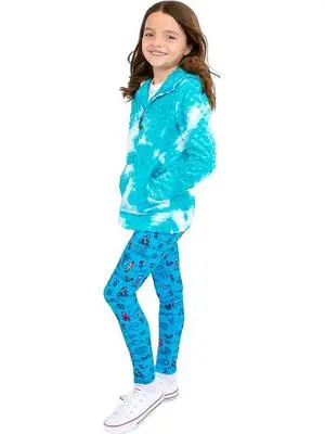 LIMEAPPLE Blue Doodle Printed Leggings - Turquoise
