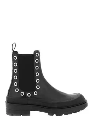 Alexander McQueen Stack Chelsea Eyelet Boots - Black/silver