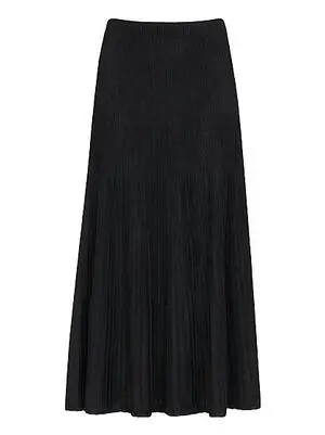 Whistles Knitted Pleated Midi Skirt - Black