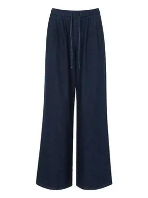 Whistles Wide-leg Drawstring-waist Denim Jeans - Navy