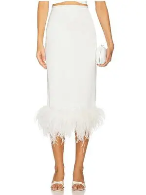MILKWHITE Midi Skirt With Feathers - White