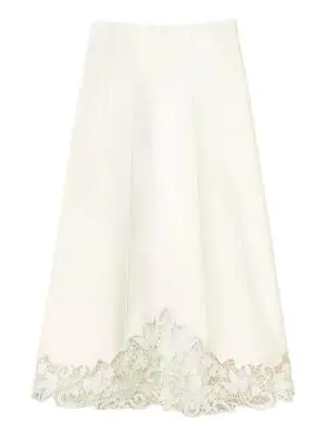 TWINSET Lace-trimmed Midi Skirt - White