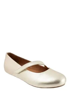 Softwalk Flats With Mary Jane Strap - Champagne