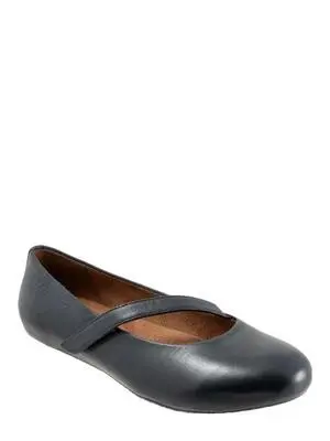 Softwalk Flats With Mary Jane Strap - Navy
