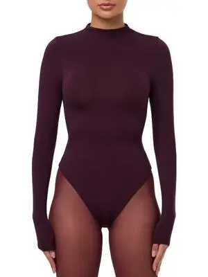 Naked Wardrobe Long-Sleeve Bodysuit Dark Plum