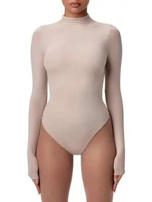 Naked Wardrobe Long-Sleeve Bodysuit Taupe