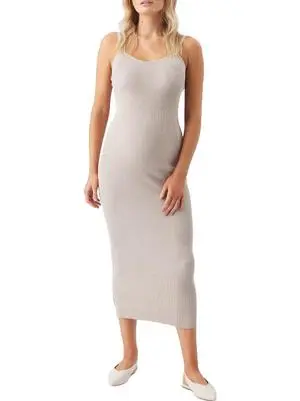 RIPE MATERNITY Celine Rib Knit Dress - Stone