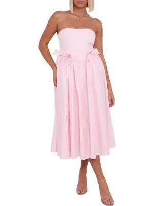 PETAL & PUP Seren Strapless Midi Dress - Pink
