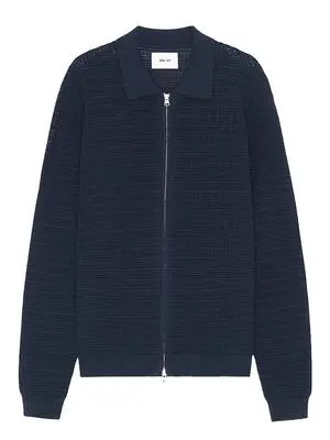 Nn07 Long Sleeve Zip Sweater - Navy Blue