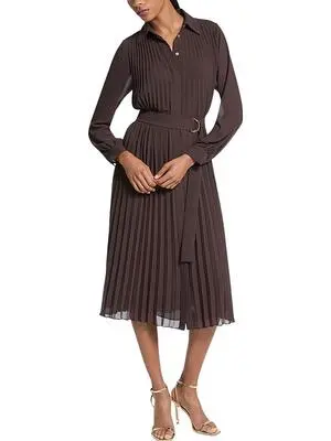 Michael Kors Pleated Shirt Dress - Chocolate