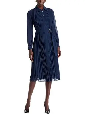 Michael Kors Pleated Shirt Dress - Midnight Blue