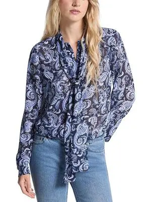 Michael Kors Paisley Bow Blouse - French Blue