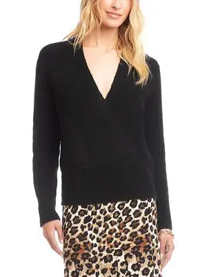 Karen Kane Faux Wrap Sweater - Black