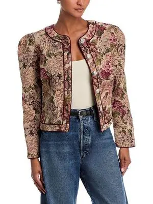 AQUA Tapestry Puff Sleeve Jacket