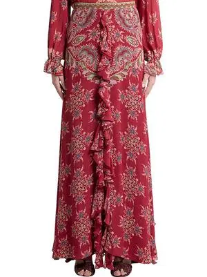 ETRO Printed Ruffle Front Maxi Skirt