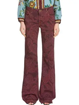 Etro Flared Leg Jeans - Burgundy Print