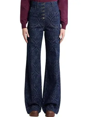Etro Paisley Bootcut Jeans - Dark Blue