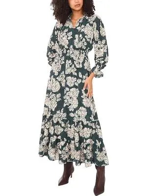 Vince Camuto Long Sleeve Smocked Maxi Dress - Forest Night