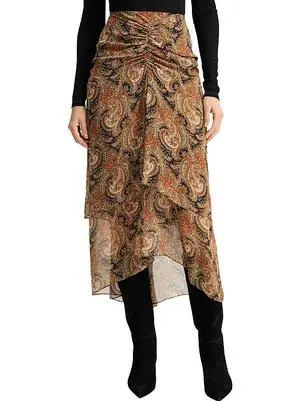 Veronica Beard Sira Printed Silk Skirt - Navy Multi