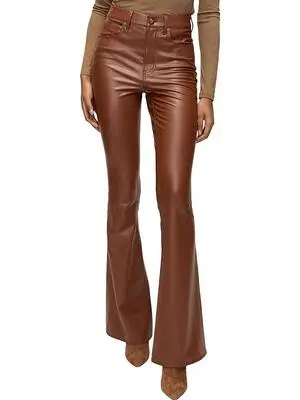 Veronica Beard Beverly Faux Leather Flare Pants - Mahogany