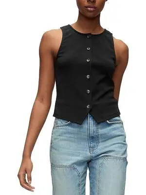 Veronica Beard Caroline Button Detailed Vest - Black