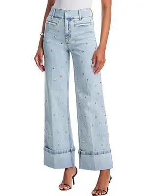 Generation Love Raquel Crystal Stud High Rise Jeans - Light Blue / Clear