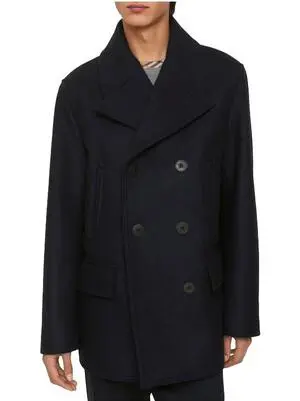 Burberry Wool Pea Coat - Navy