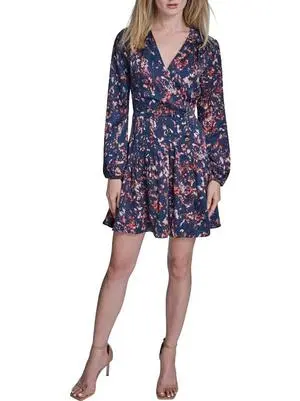 Bcbgmaxazria Printed Ruffle Mini Dress - City Indigo Multi