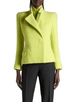 TOM FORD Sequin Tweed Double-breasted Jacket - Wild Lime