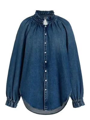 Citizens Of Humanity Loretta Ruffled Denim Shirt - Medium Wash
