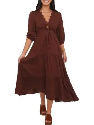 PETAL & PUP Eleonara Midi Dress - Chocolate