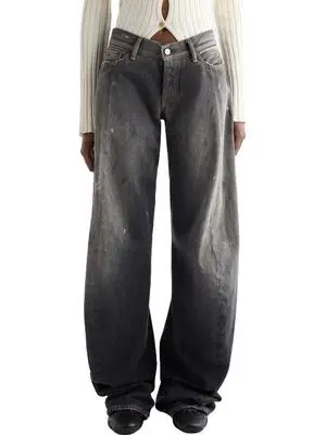 Acne Studios 2006 Trafa Paint Splatter Wide Leg Jeans - Black