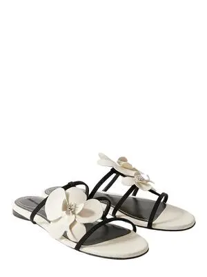 Zimmermann Orchid Appliquéd Slides - White
