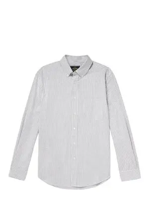 Portuguese Flannel Button-down Collar Striped Brushed-cotton Oxford Shirt - Blue