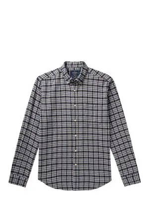 Portuguese Flannel Vouga Button-down Collar Checked Organic Cotton-flannel Shirt - Blue
