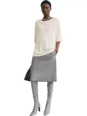 TOTEME Paneled Leather A-line Skirt - Grey