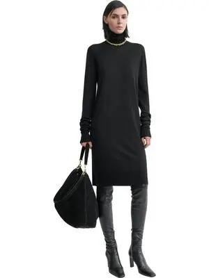 TOTEME Fine Knit Turtleneck Dress - Black