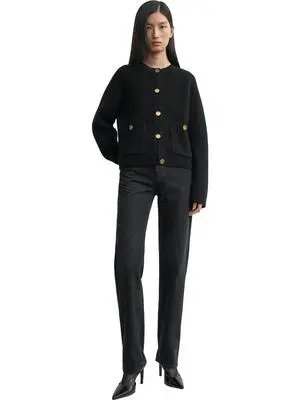 TOTEME Hammered Button Cashmere Cardigan Black