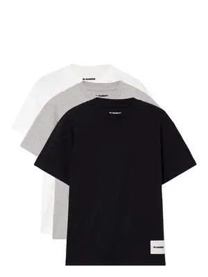 JIL SANDER Three-Pack Appliquéd Cotton-Jersey T-Shirts Multi
