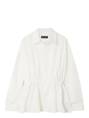 Balenciaga Hourglass Gathered Cotton-poplin Shirt - White
